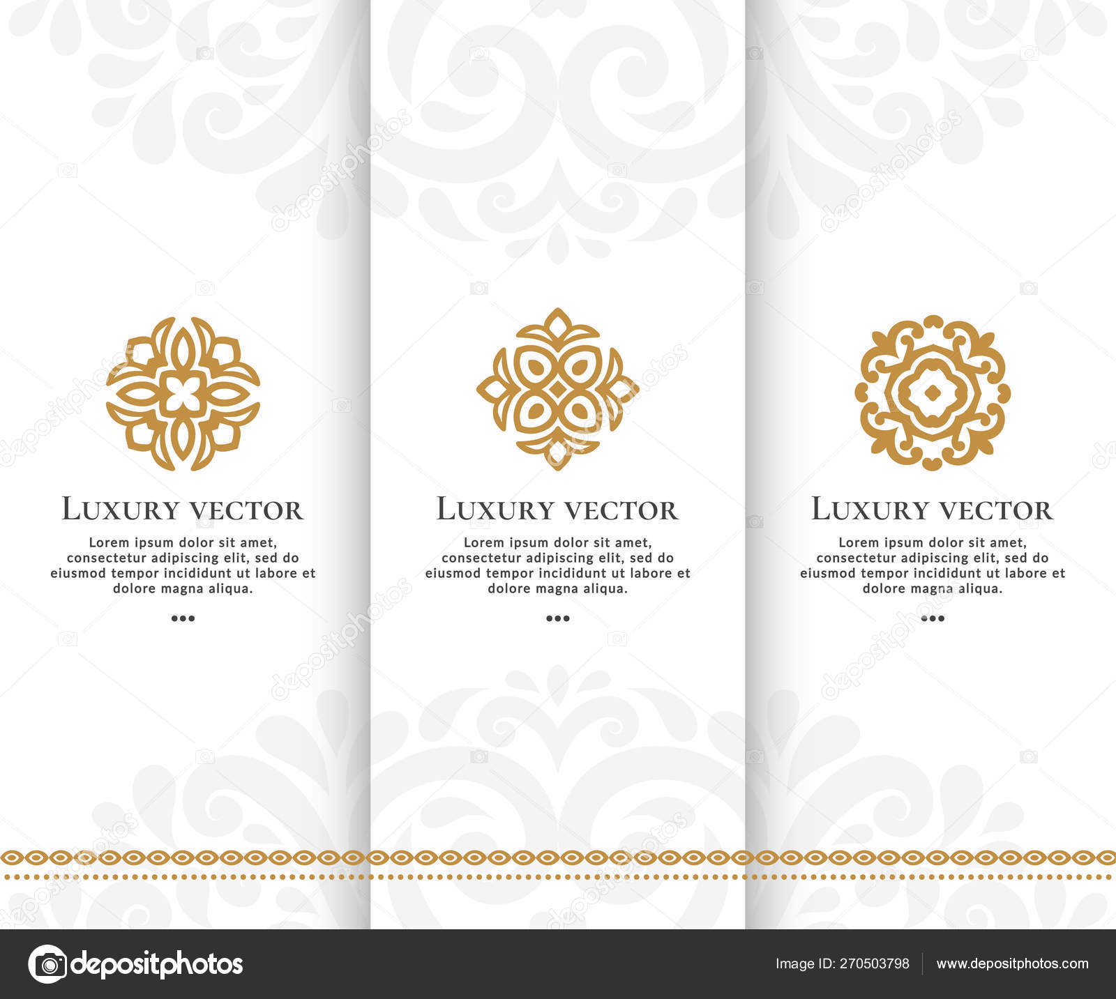 Vector set of golden logo with elegant, classic elements. Stock Vector ...