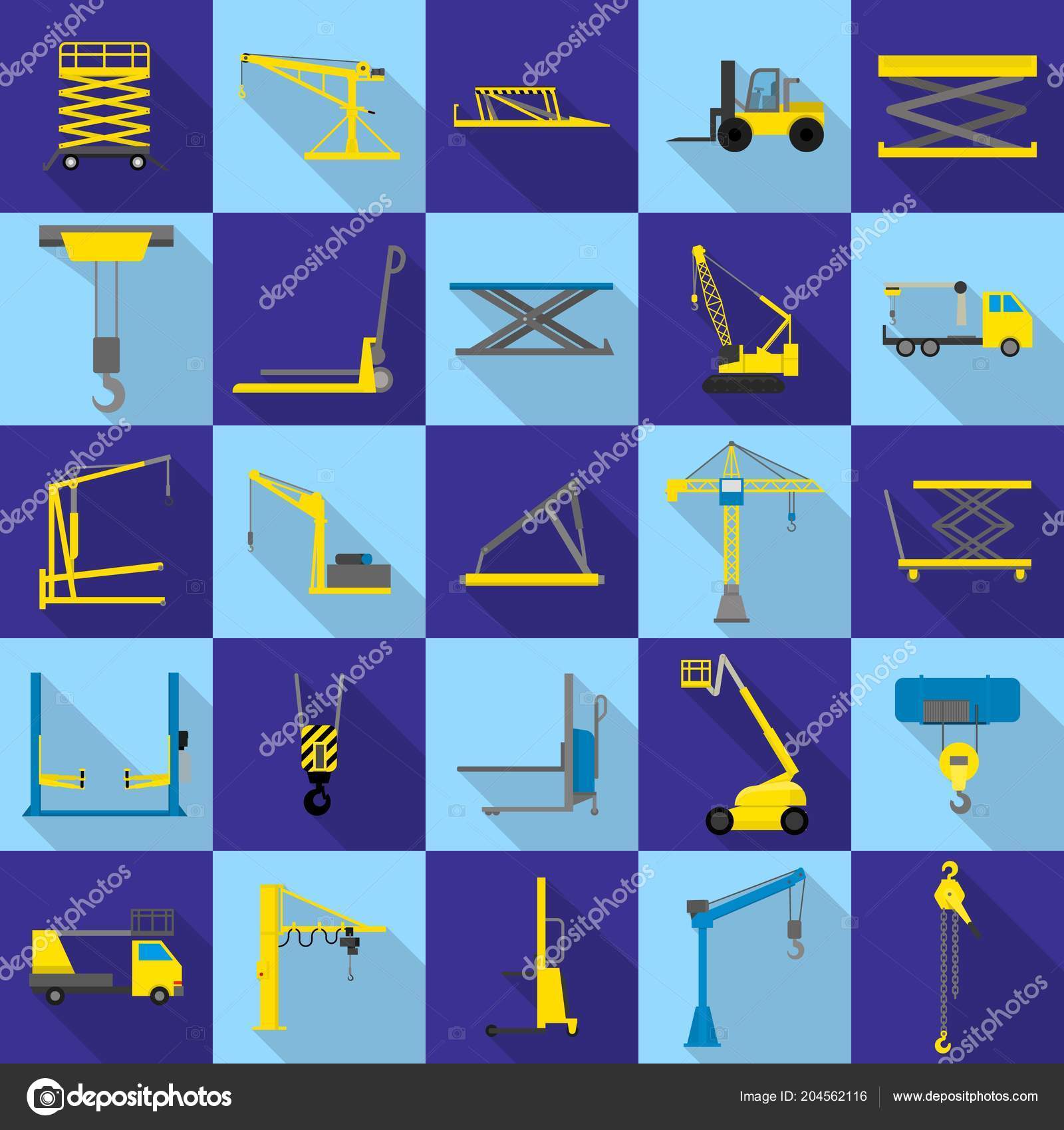 Lifting machine icons set, flat style Stock Vector Image by ©ylivdesign ...
