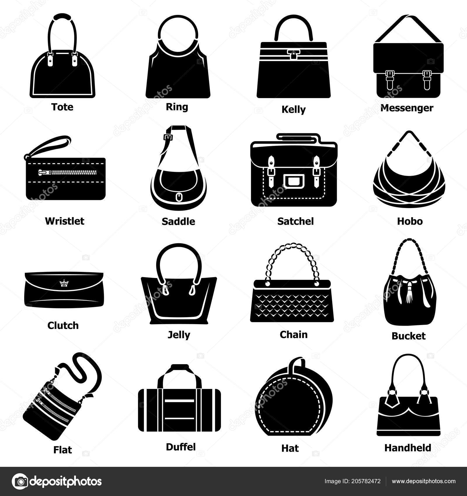 Woman bag types icons set, simple style Stock Vector by ©ylivdesign ... Woman bag types icons set, simple style Stock Vector by ©ylivdesign ...