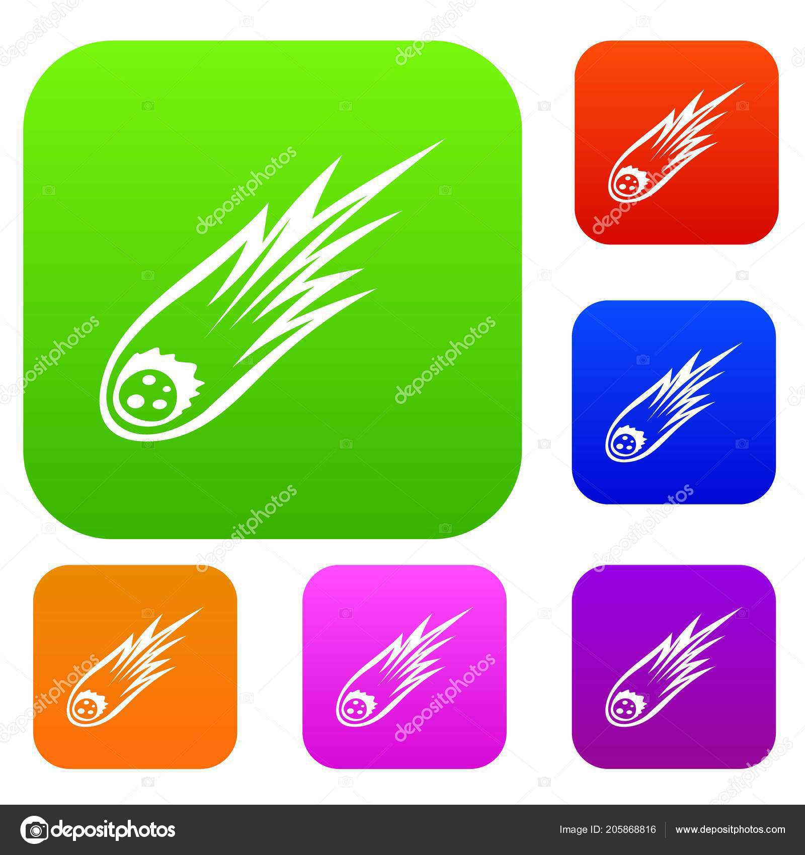 Falling meteor with long tail set collection — Stock Vector ...