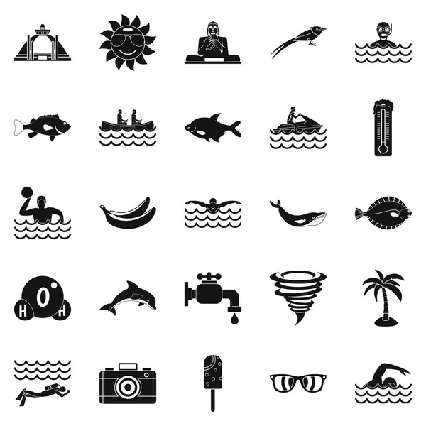 Sea water icons set, simple style Stock Vector by ©ylivdesign 205007706