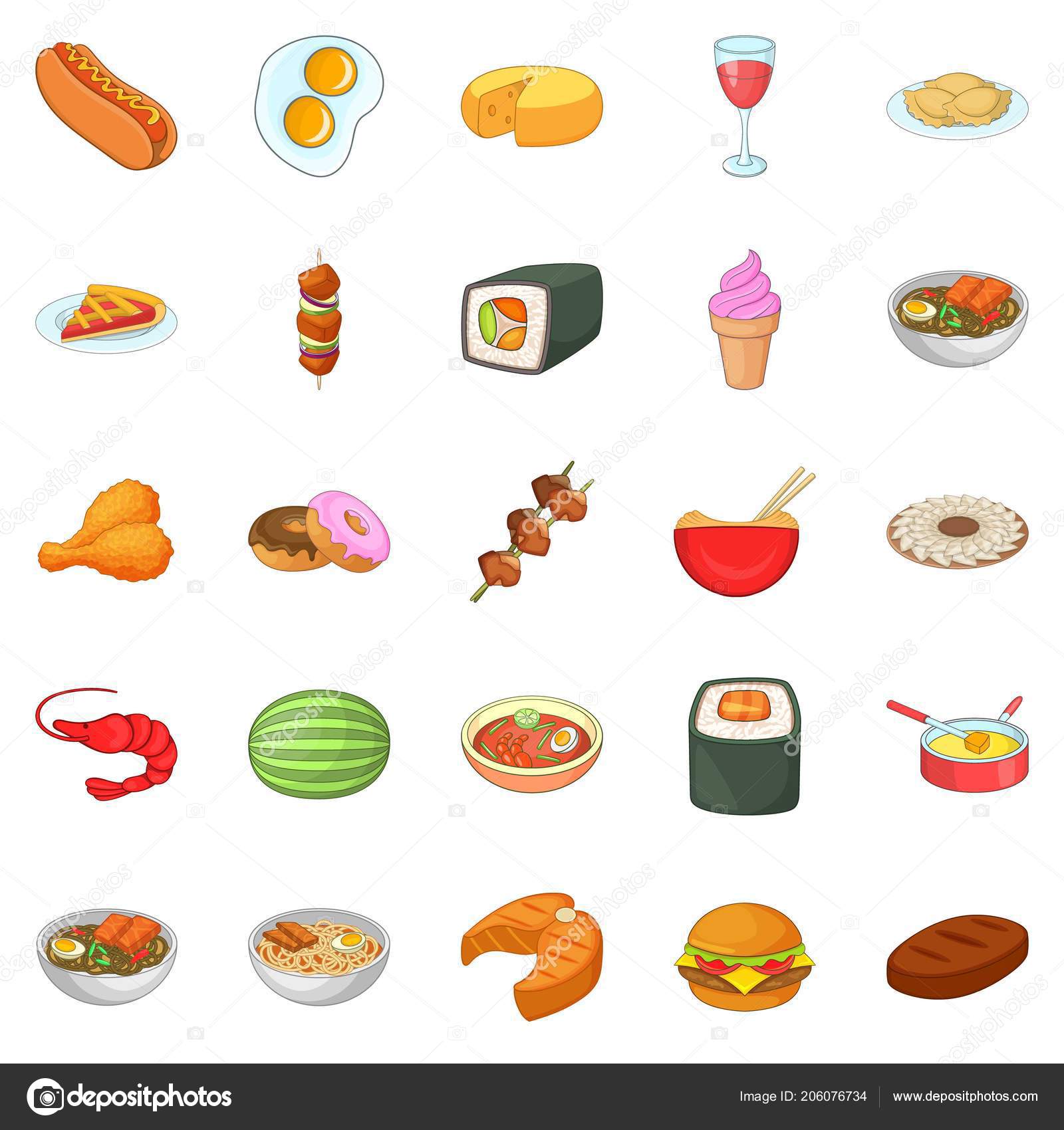 Dinner break icons set, cartoon style Stock Vector Image by ©ylivdesign ...