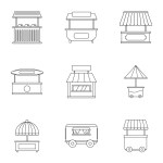 Restaurant Types Related Square Line Vector Icon Set Applications ...