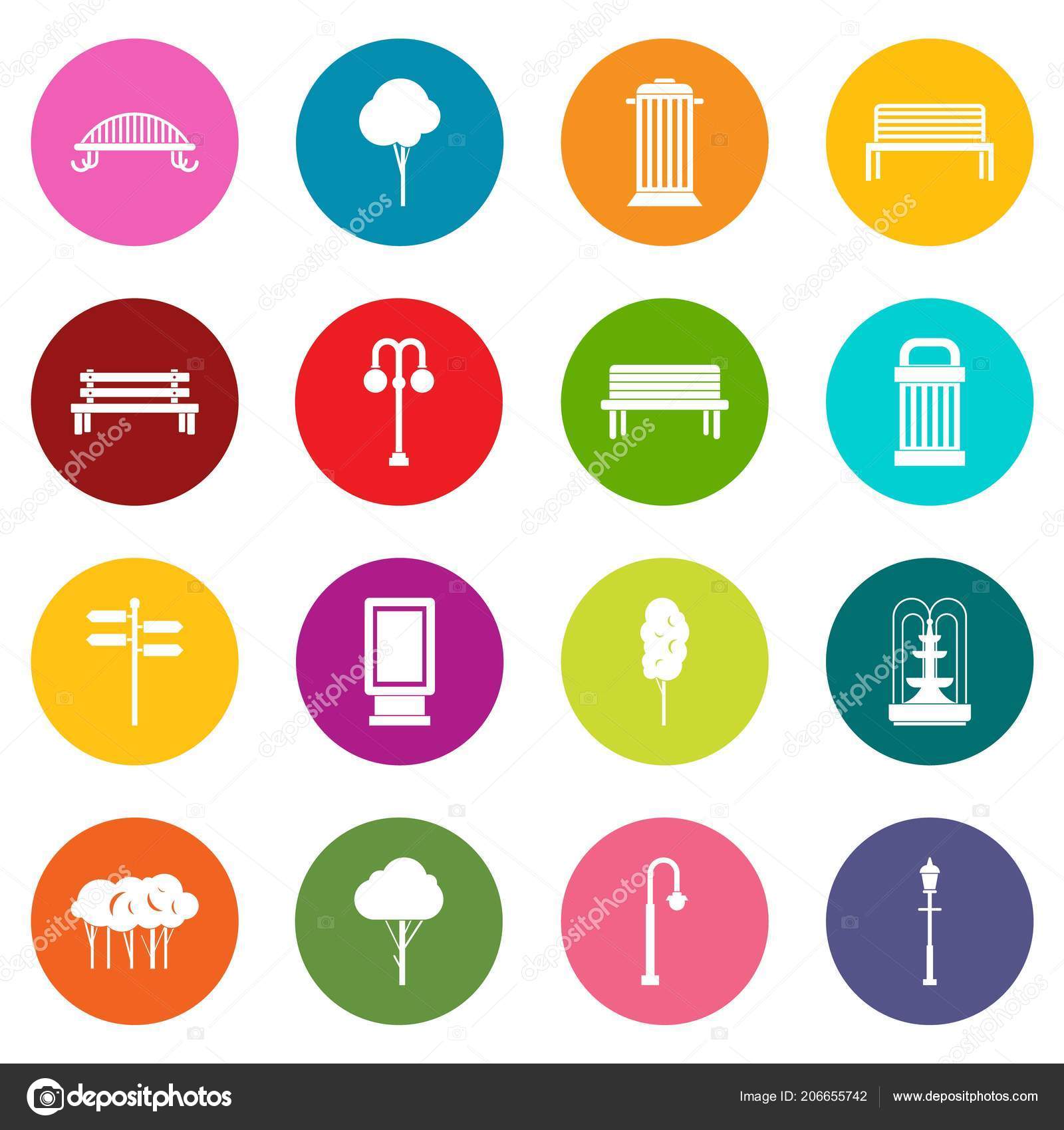 Parque iconos muchos colores conjunto Vector de stock #206655742 de ...
