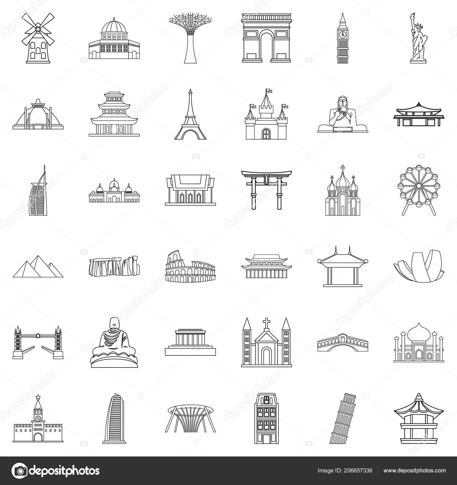 Architecture icons set, outline style Stock Vector by ©ylivdesign 206657336