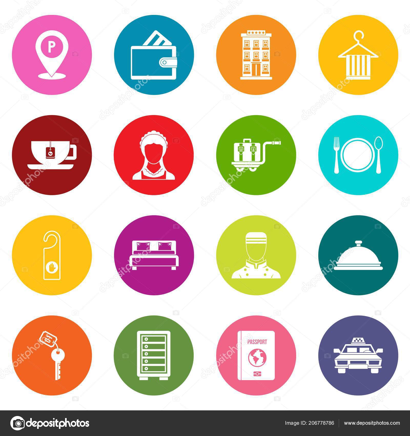 Hotel icons many colors set Stock Vector Image by ©ylivdesign #206778786