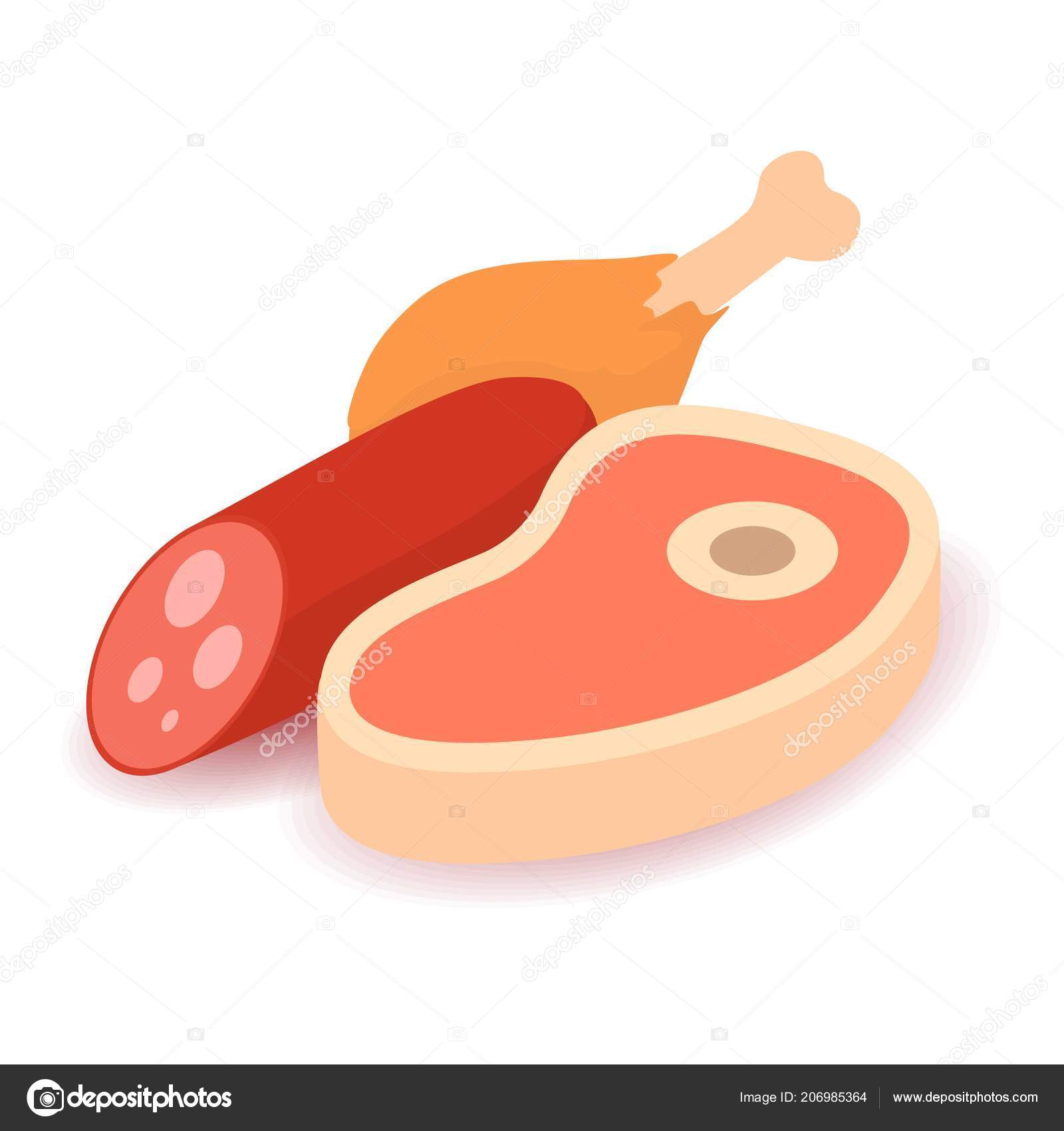 Icono de carne, dibujos animados estilo 3d isométrico Vector de stock ...
