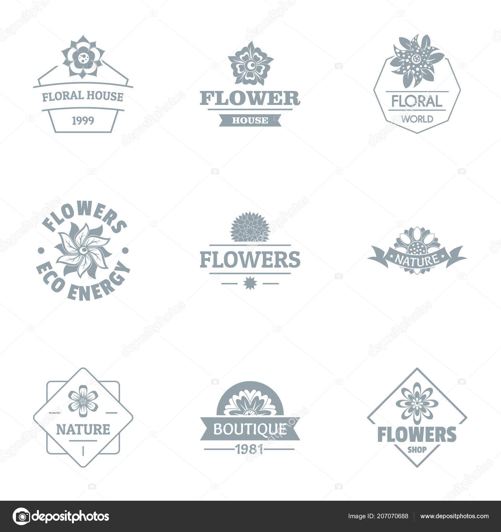 Flower meadow logo set, simple style Stock Vector by ©ylivdesign 207070688