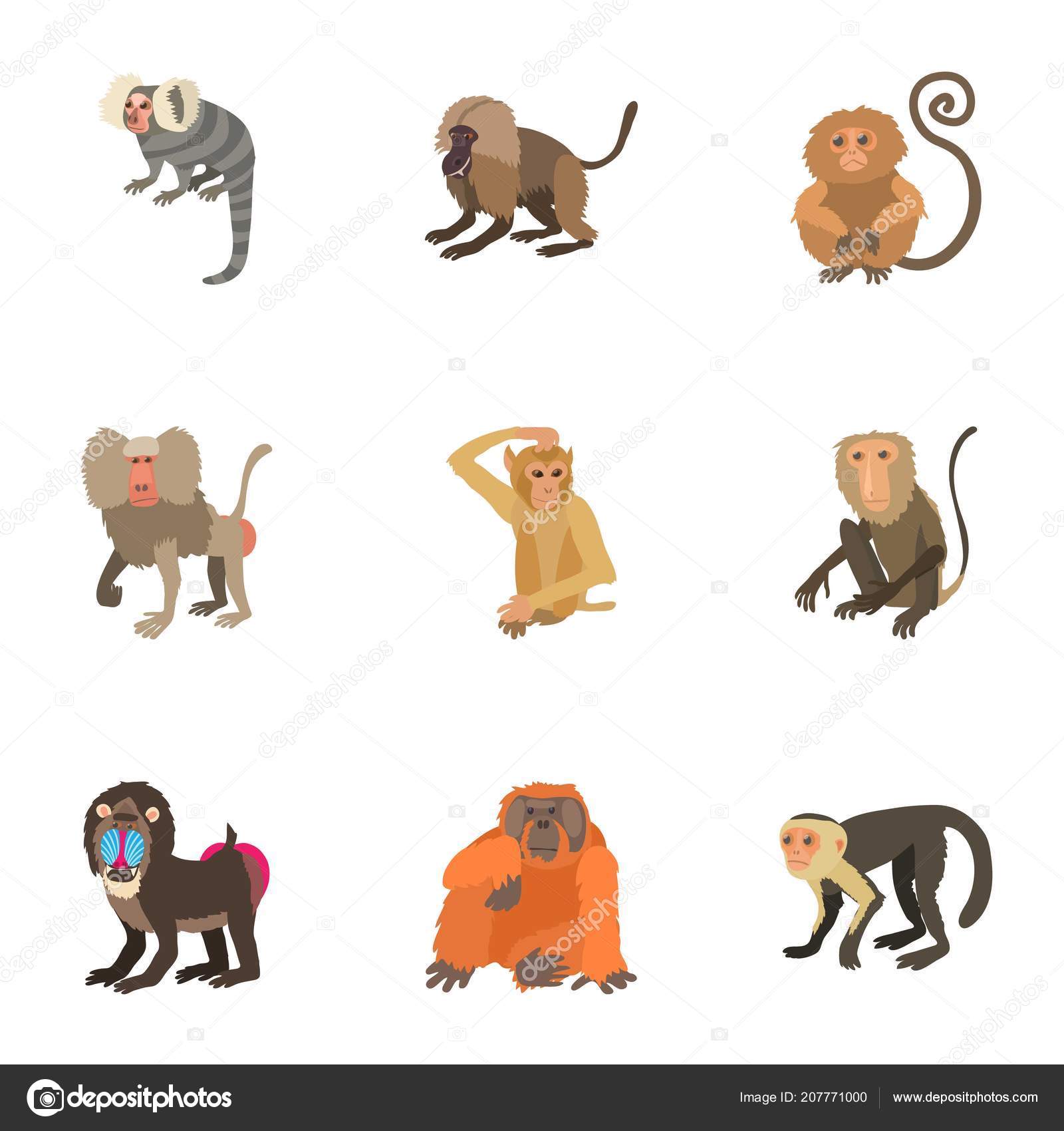 Simian icons set, cartoon style Stock Vector by ©ylivdesign 207771000