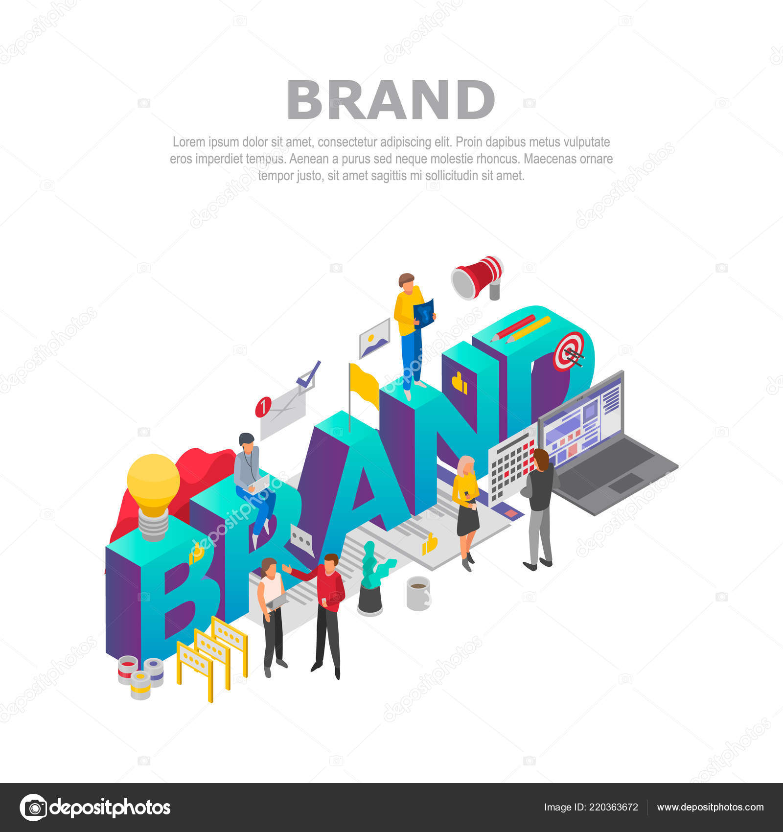 Brand teamwork concept background, isometric style Stock Vector Image ...