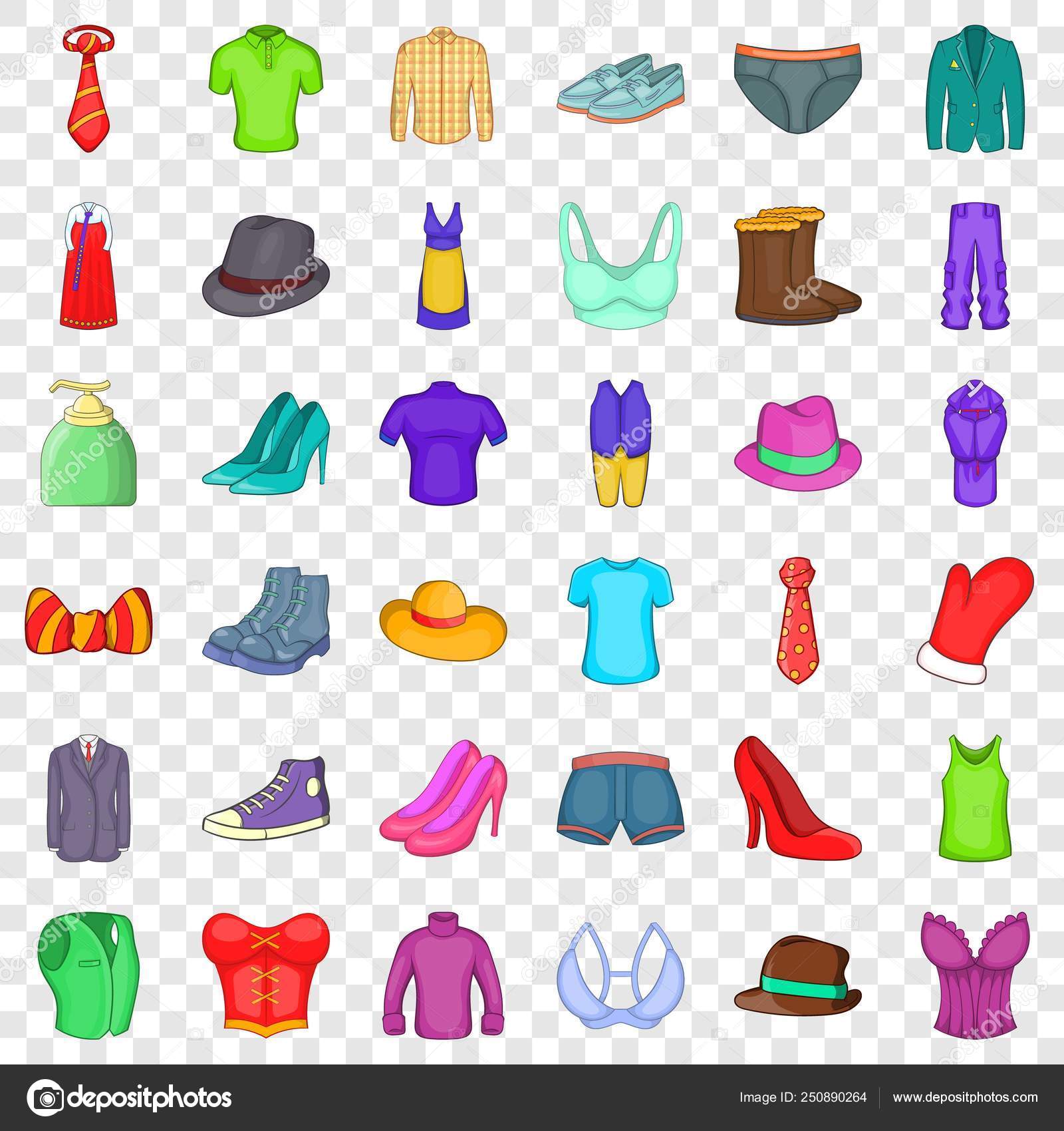 Fashion Clothes Icons Set Cartoon Style Stock Vector Image By