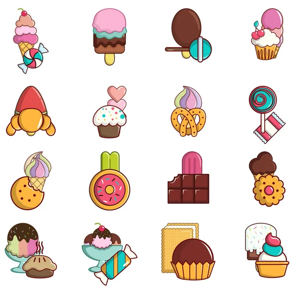 Sweets candy cakes icons set, cartoon style Stock Vector by ©ylivdesign 151698432