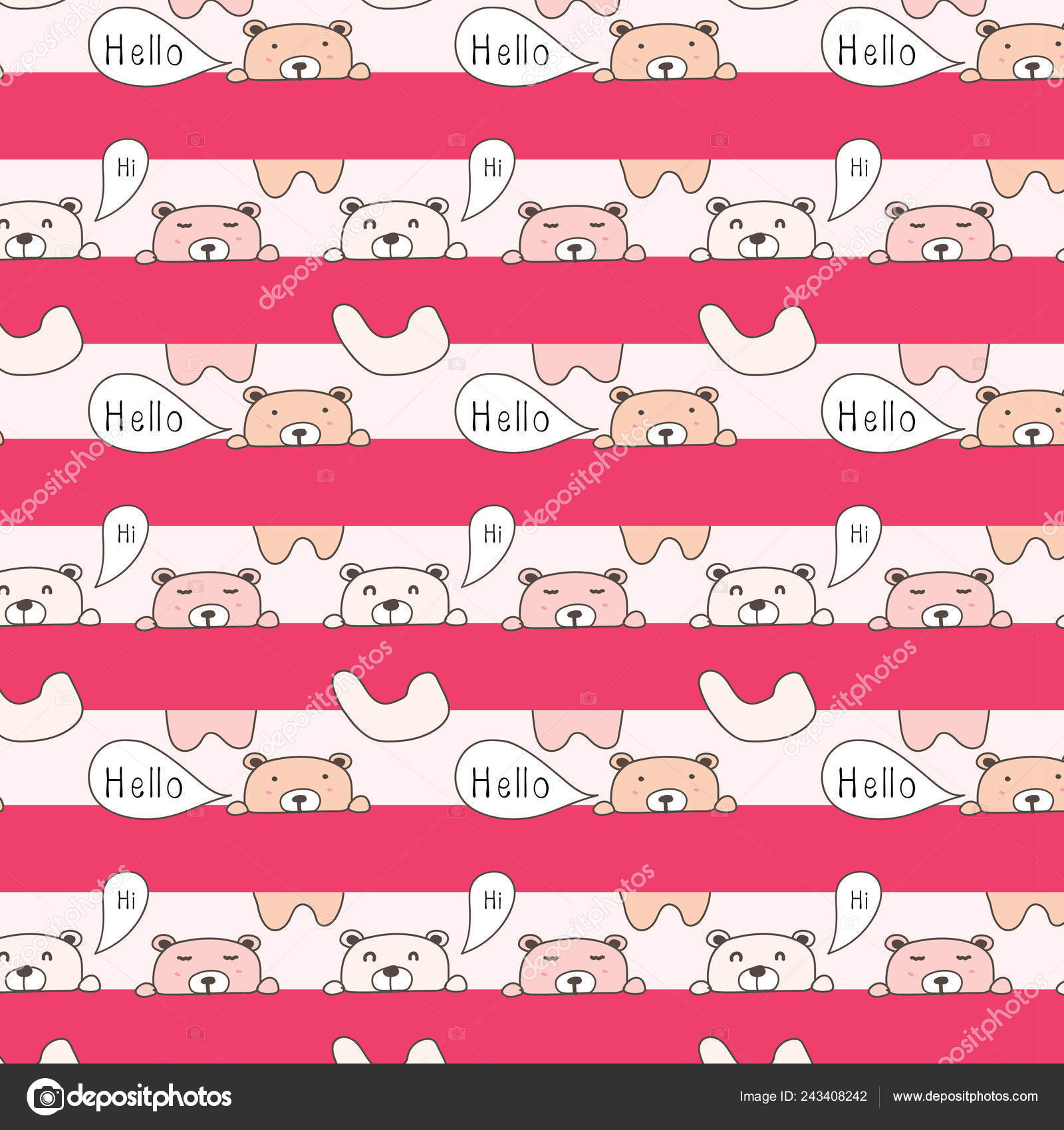 Cute Bear Pattern Background Vector Background Wallpaper Stock Vector by ©Oney_why 243408242