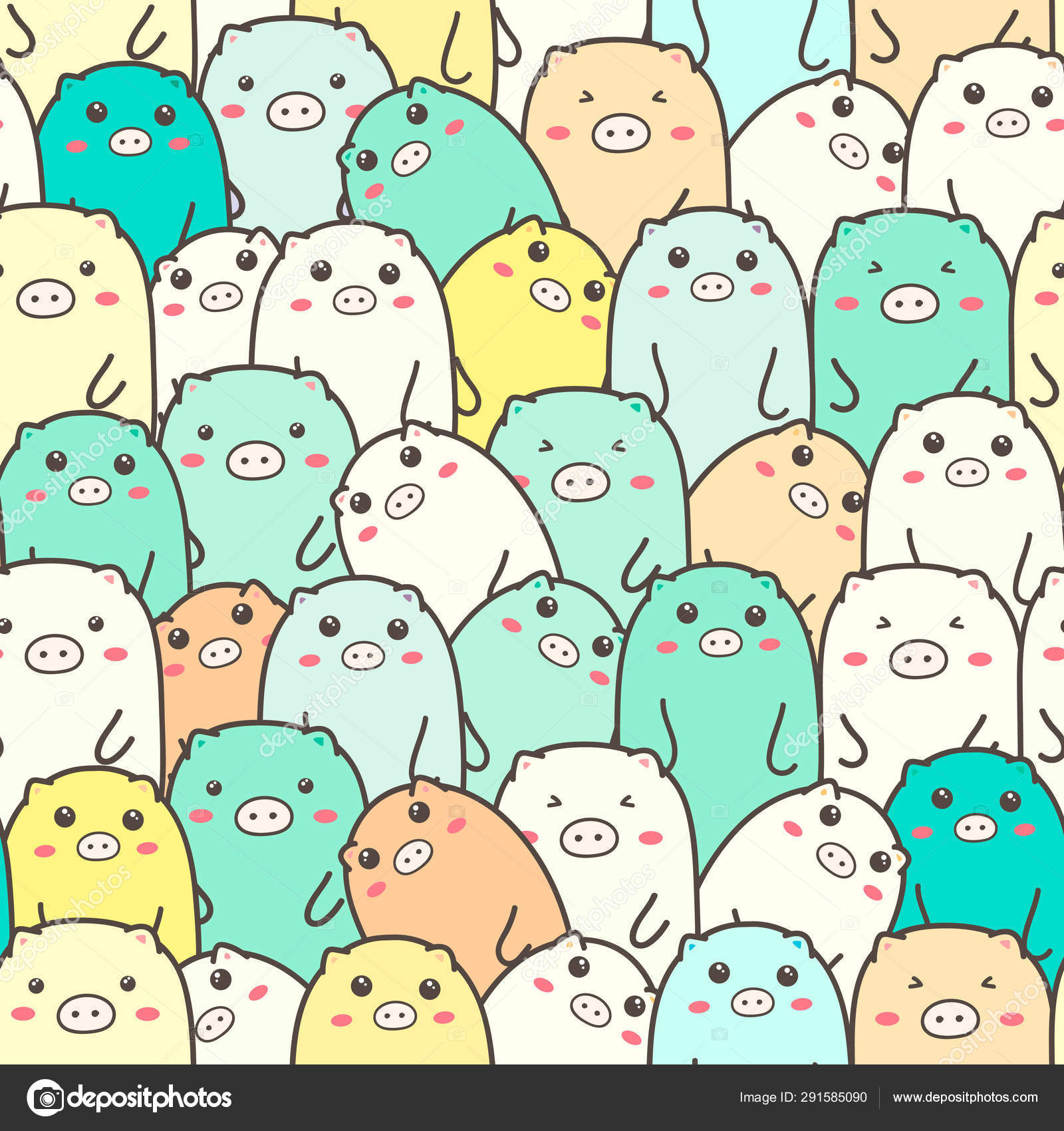 Cute Pig Seamless Pattern Background Vector Illustration Gift Wrap ...