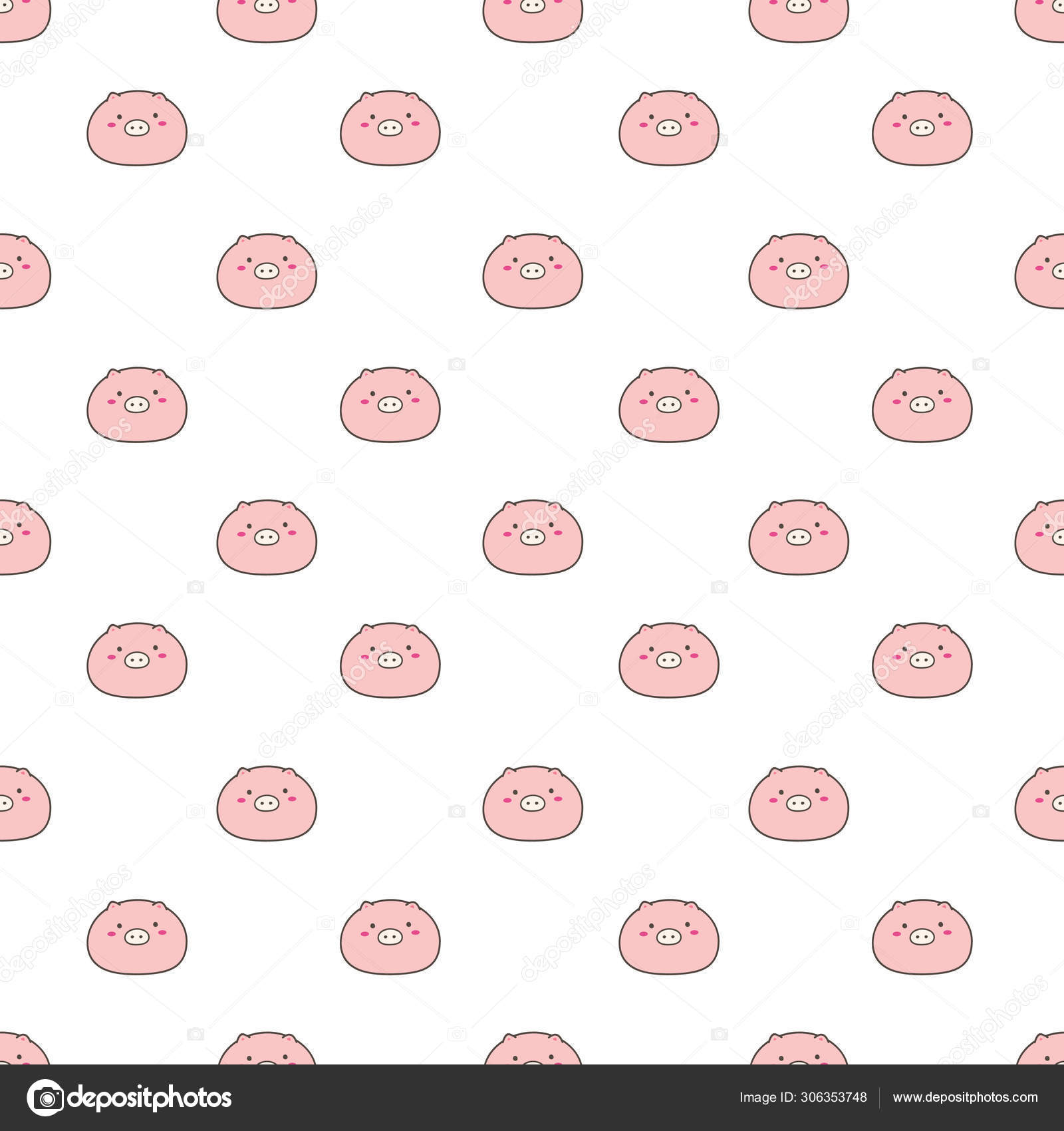 Cute Pig Seamless Pattern Background Vector Illustration Stock Vector ...