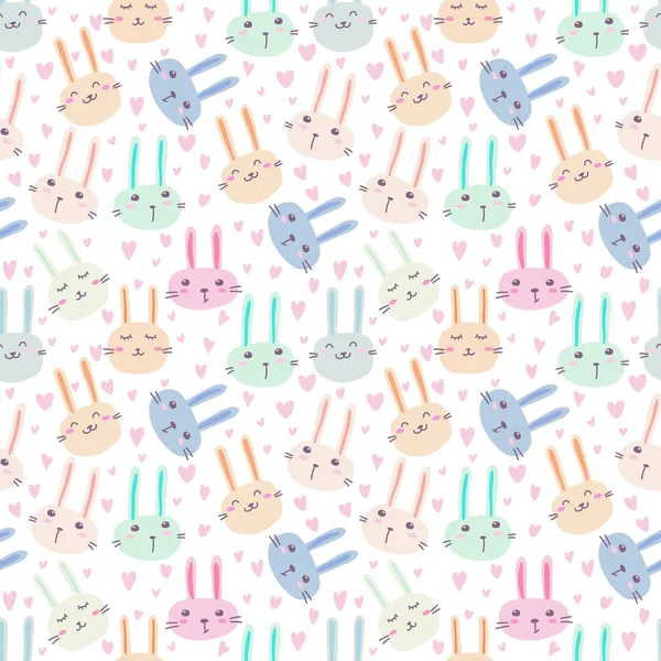 Cute Bunny Seamless Pattern Background Vector Illustration Fabric Gift ...