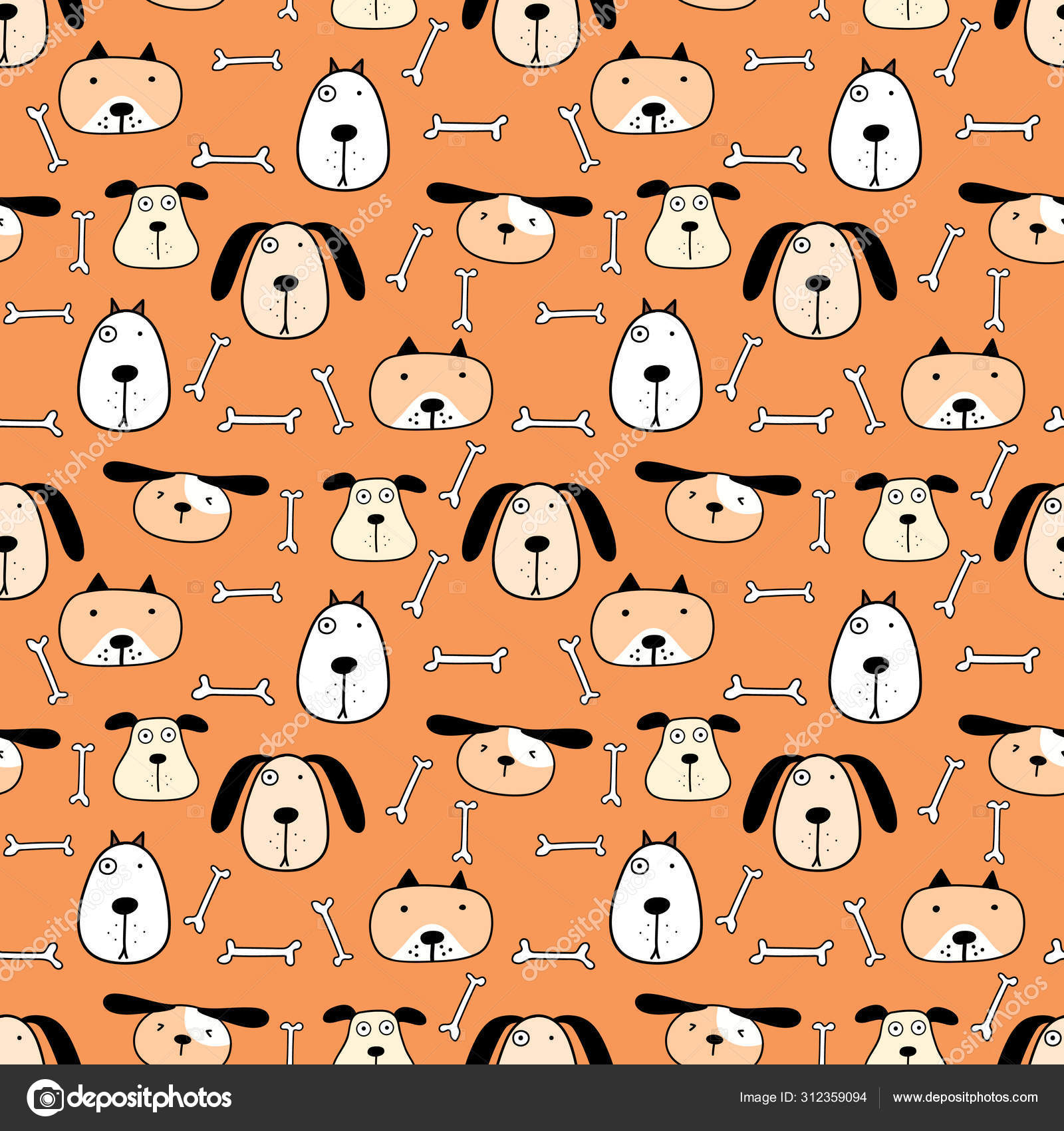 Cute Dog Seamless Pattern Background Vector Illustration Stock Vector ...