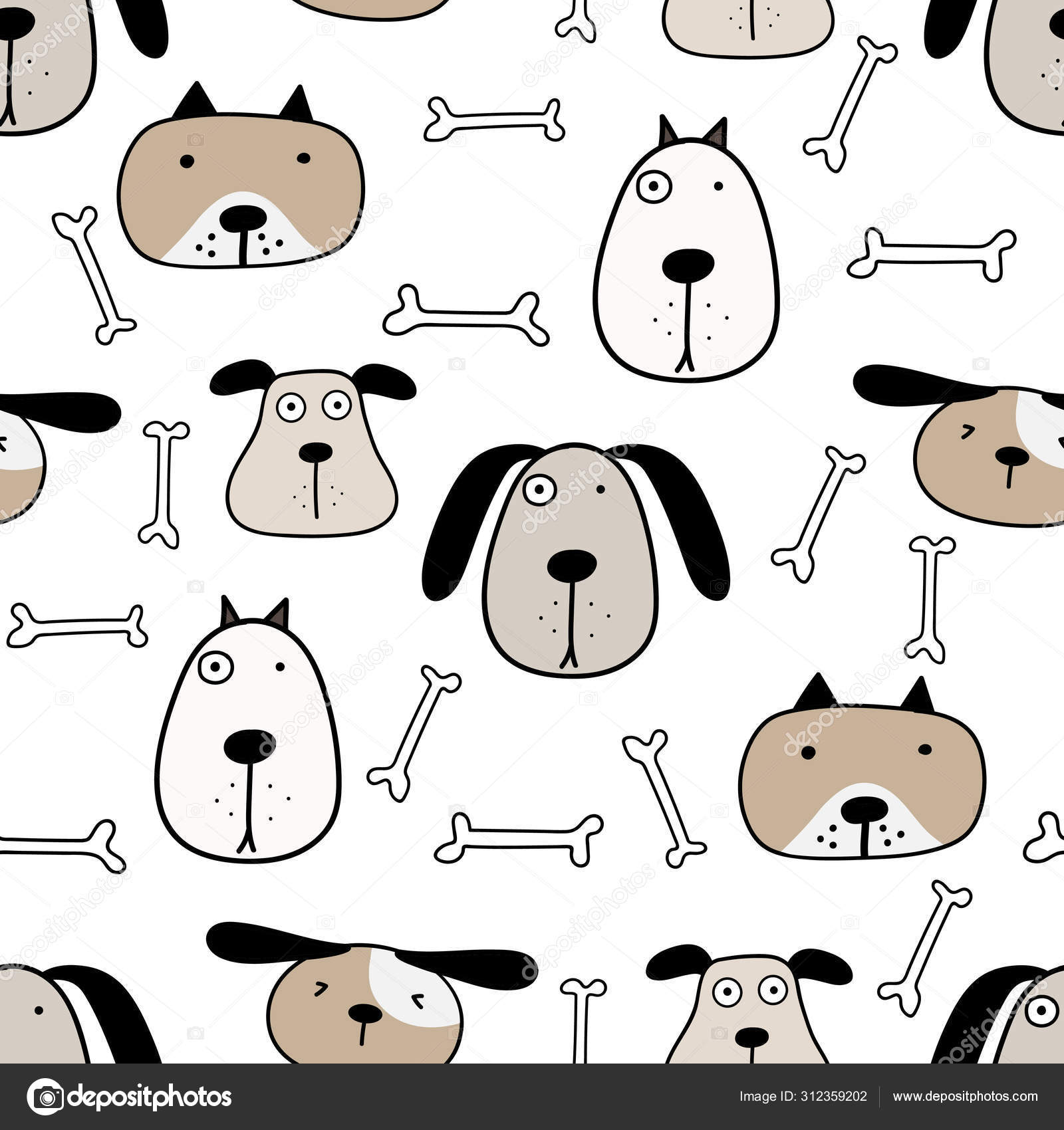 Cute Dog Seamless Pattern Background Vector Illustration Stock Vector ...