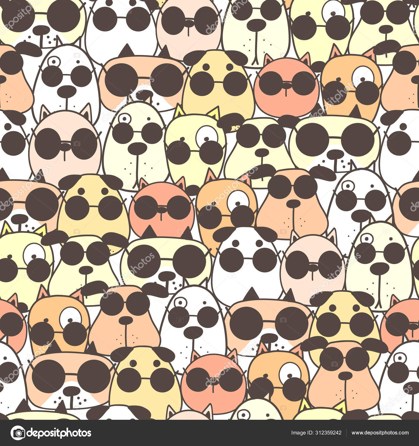 Cute Dog Seamless Pattern Background Vector Illustration Stock Vector ...