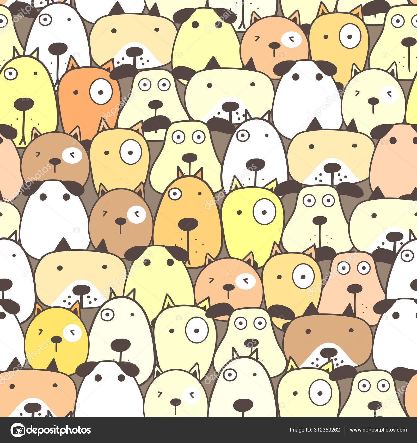 Cute Dog Seamless Pattern Background Vector Illustration Stock Vector ...