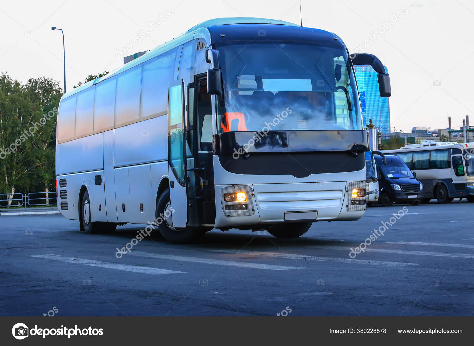 Big Tourist Buses Parking — Stock Photo © Apriori #380228578