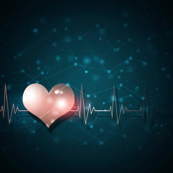 Heart Beat Heart Rate Pulse Vector Design Blue Background — Stock ...