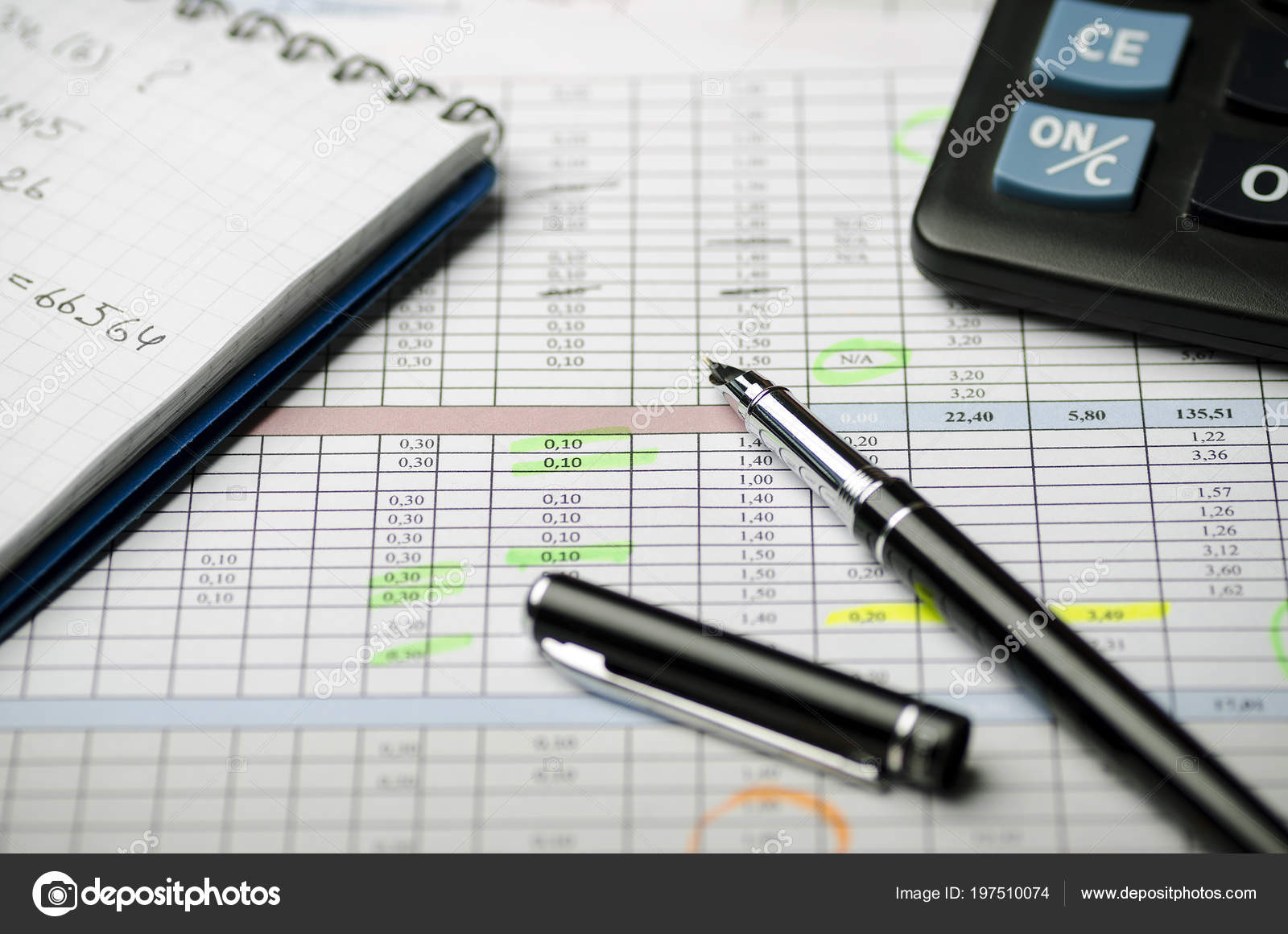 Accounting Records Tables Paper Notebook Calculations Black Pen — Stock ...