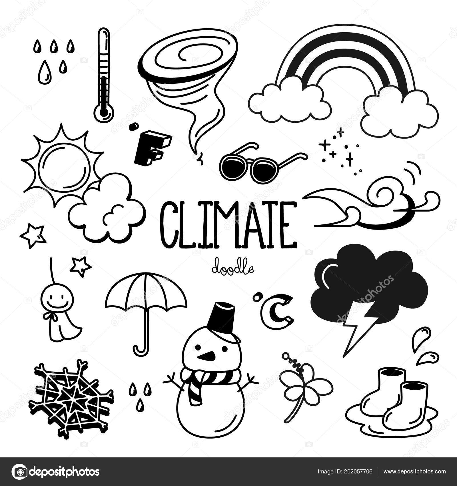Climate Doodle Hand Drawing Styles Climate Stock Vector Image by ...