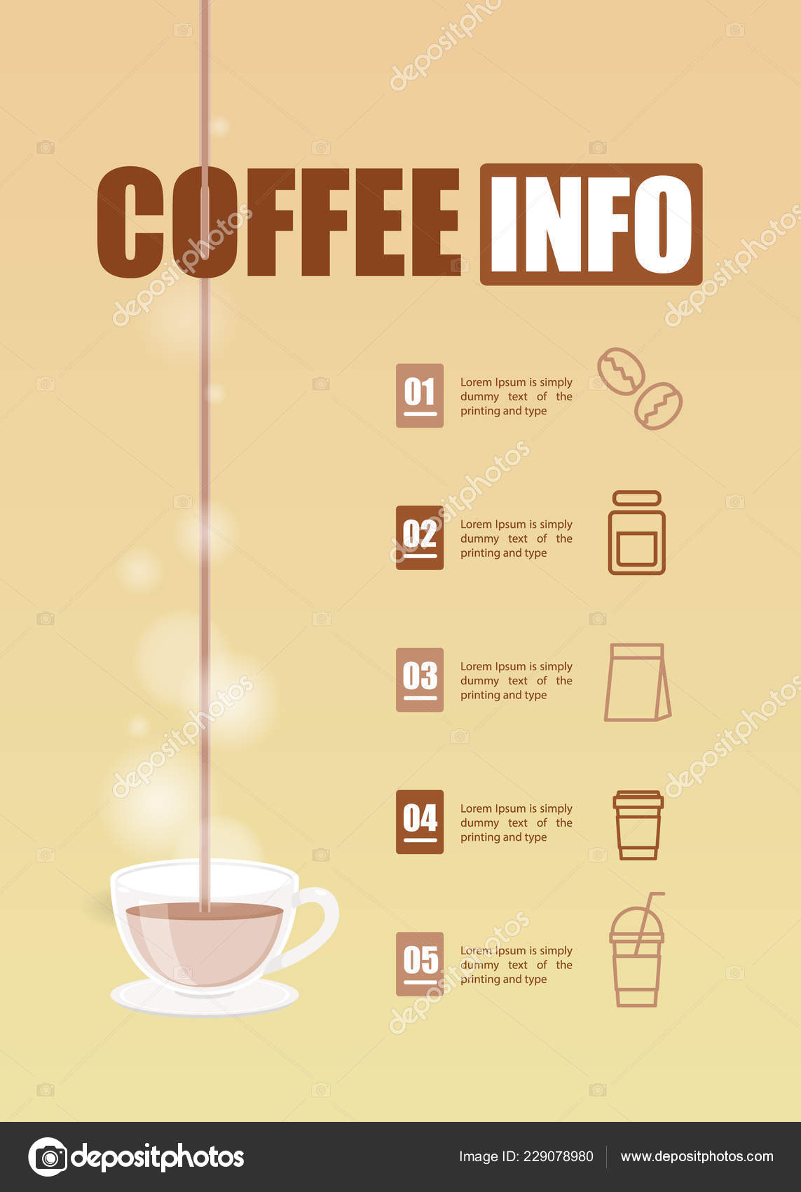 Infographics Coffee Design Template Icons Vector Illustration Stock ...