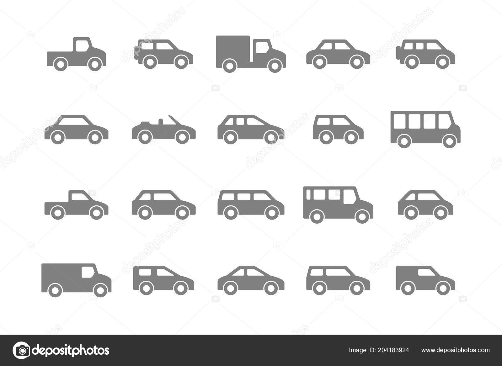 Cars Trucks Gray Isolated White Background Stock Vector by ...