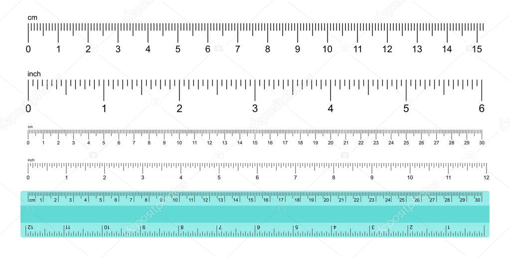 Reglas de medición, pulgadas y centímetros. aislado sobre fondo blanco 2024