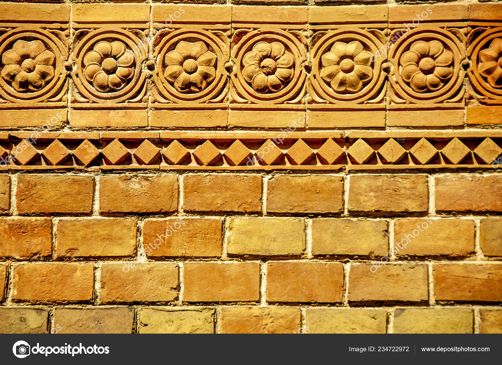 Brick Wall Decorated Top Tiles Pattern Used Background Fragment Wall ...