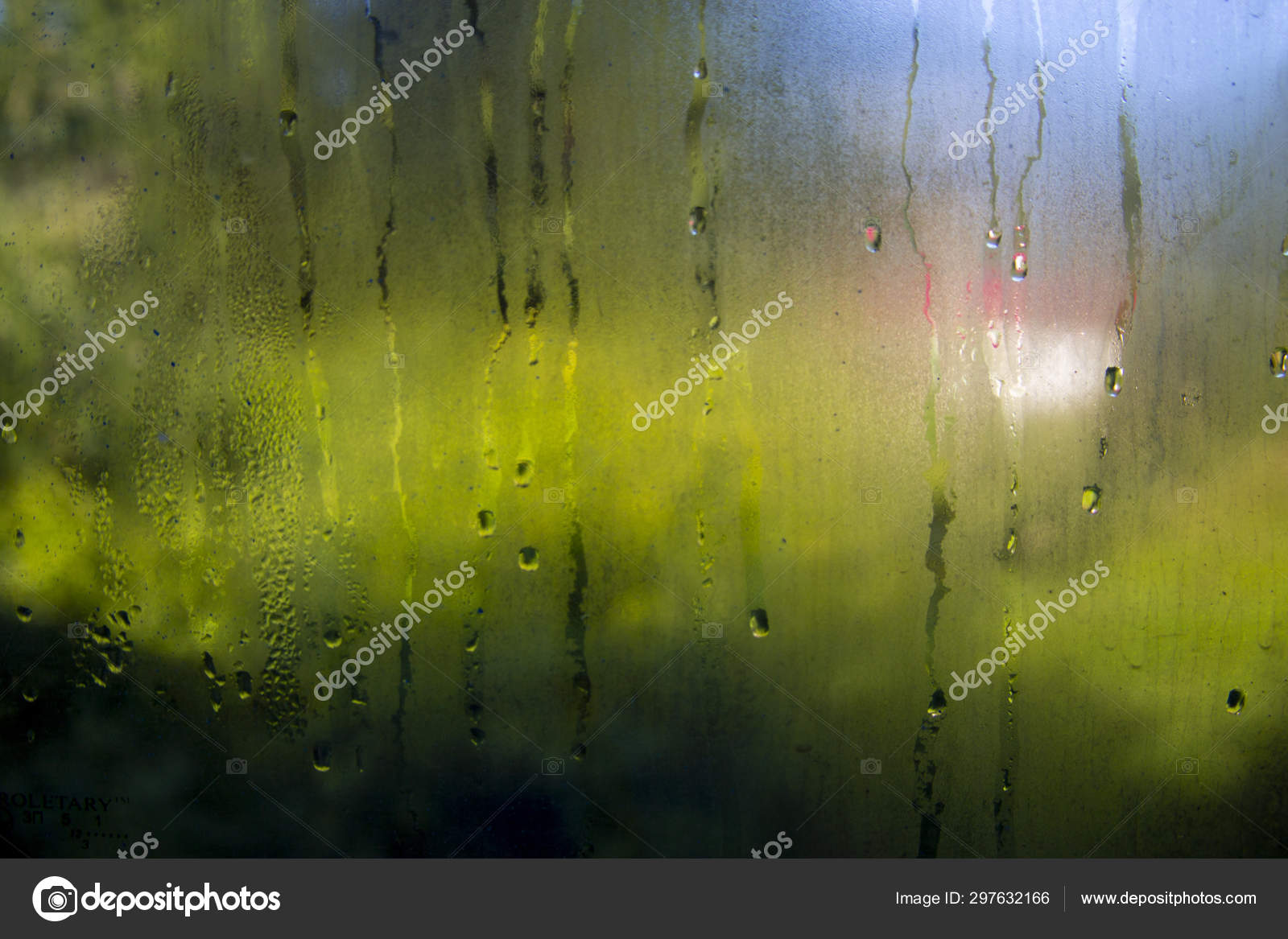 Beautiful green landscape outside the train window. Traveling by train ...