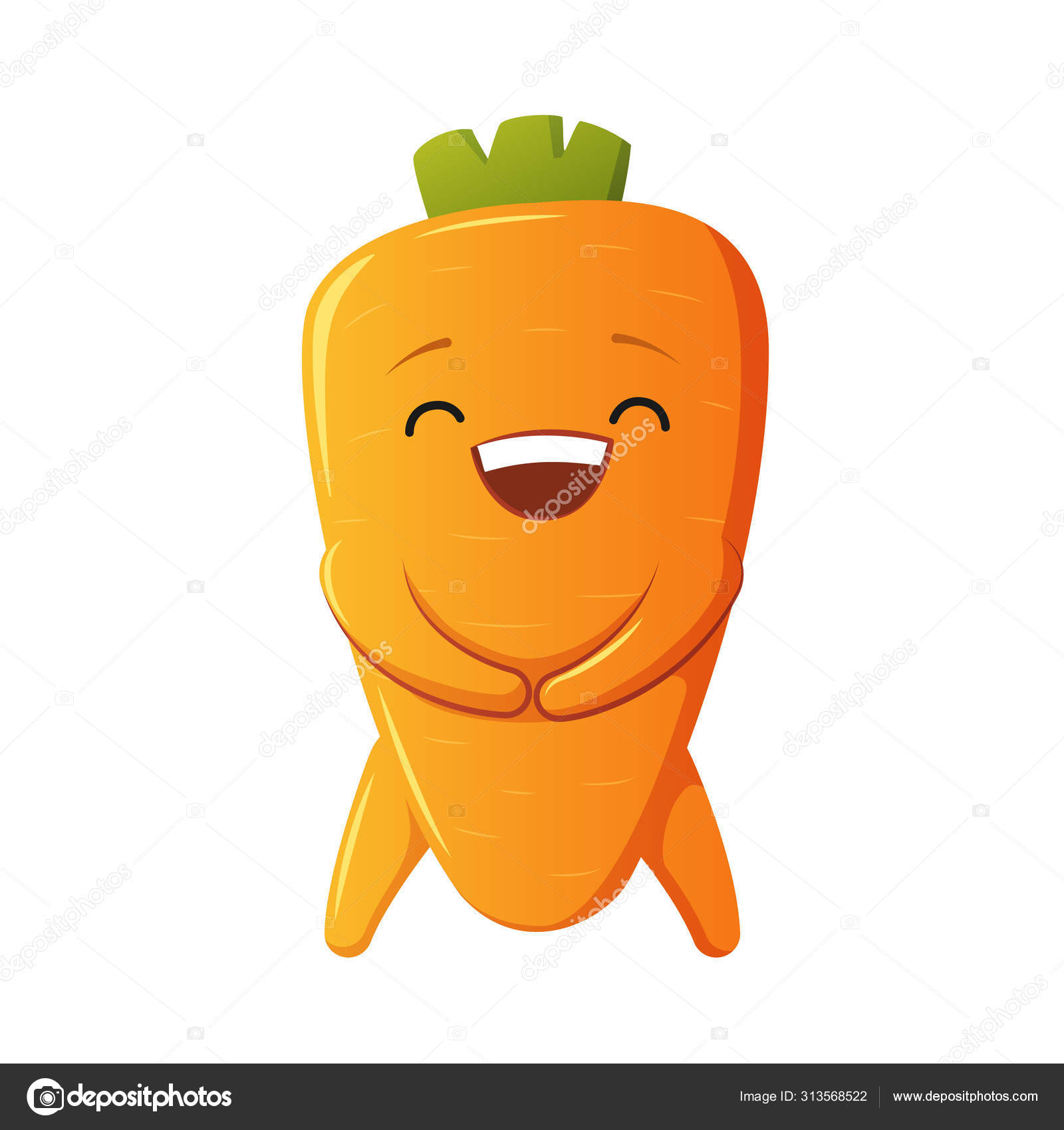 Carrot character. Kawaii laugh carrot. Vector isolated on white ...