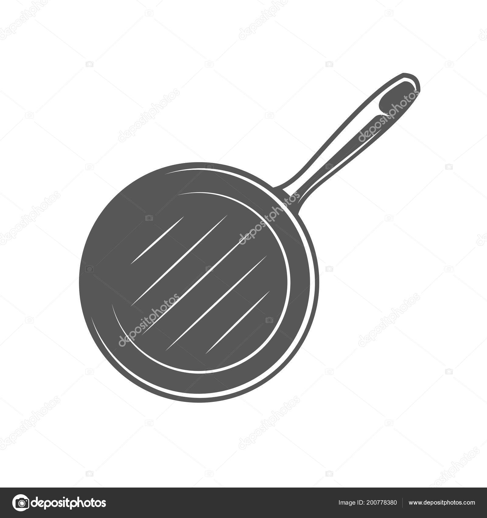 Pan Isolated White Background Symbol Cooking Design Logo Emblem Vector ...