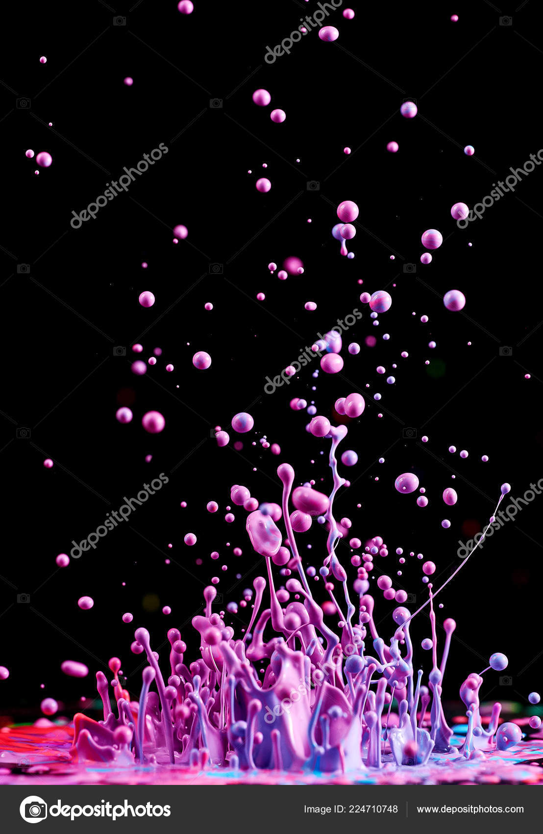 Dancing Colored Paint Abstract Sculpture Dye Splash Ink Black ...