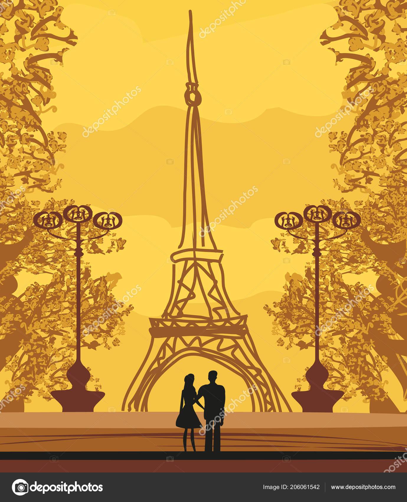 Romantic Couple Paris Stock Vector Image By ©jackybrown 206061542