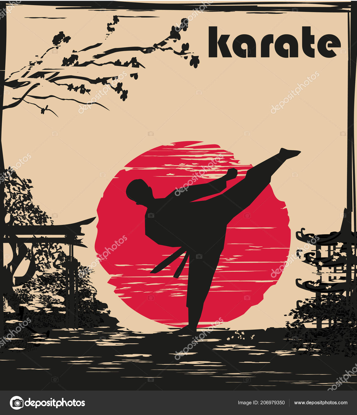 Creative Abstract Illustration Karate Fighter Stock Vector Image by ...