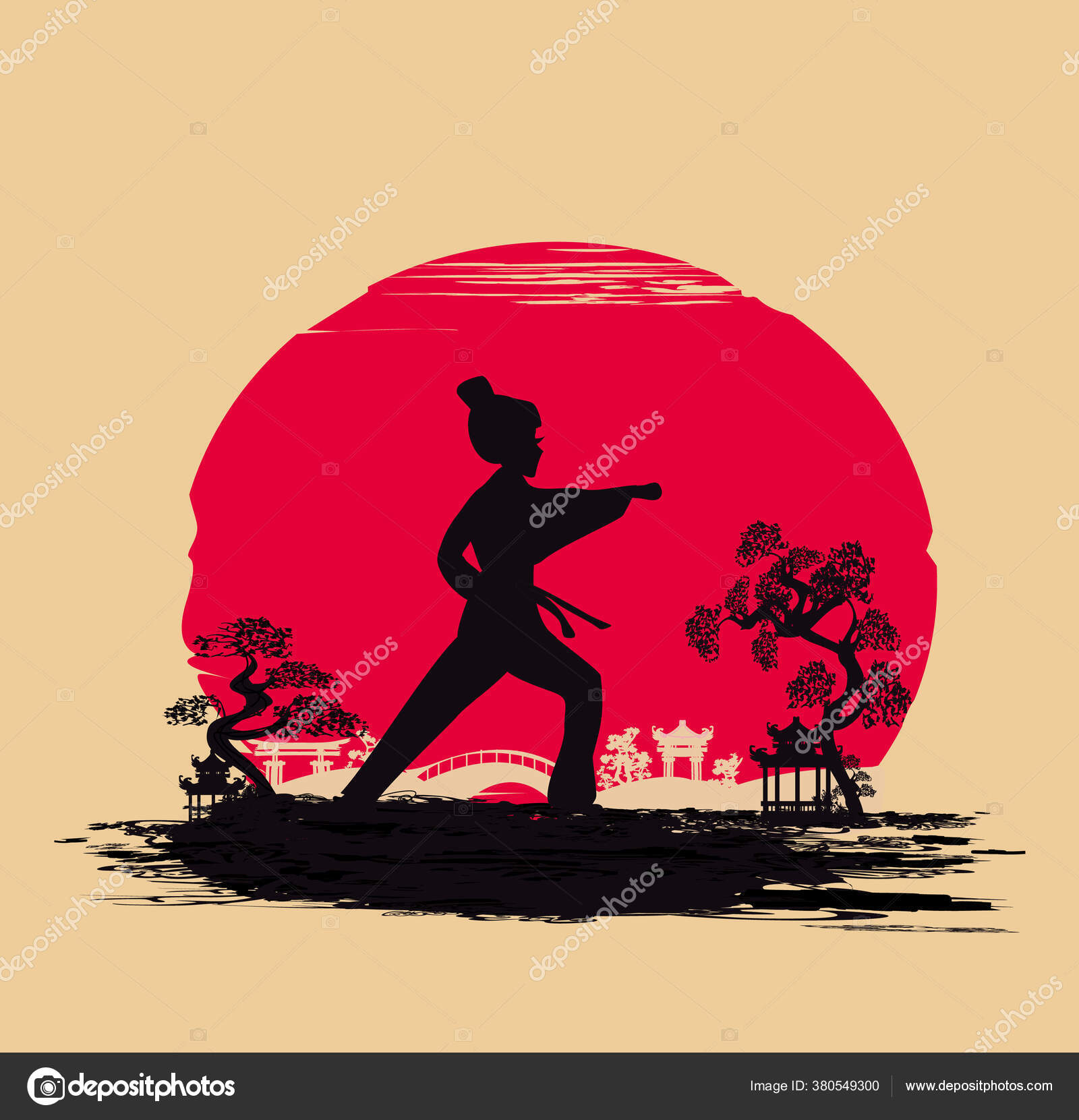 Woman Make Karate Kick Abstract Design Stock Vector Image by ...