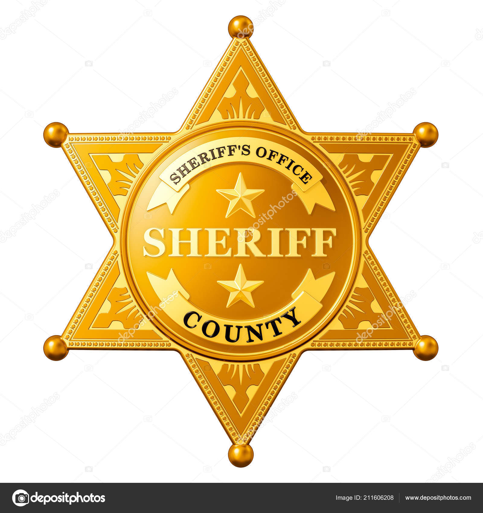 Insignia Estrella Del Sheriff Representación Aislada Fondo Blanco ...