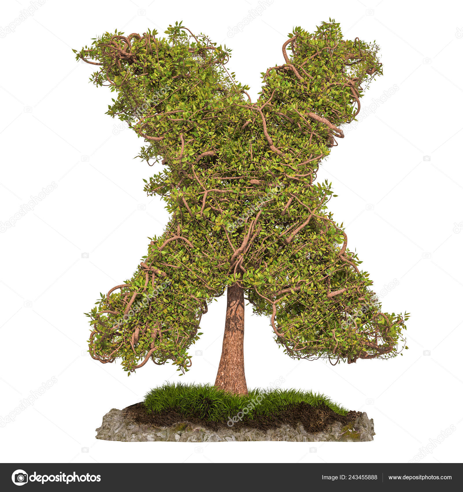 Tree Letter Tree Shaped Letter Rendering Isolated White Background ...
