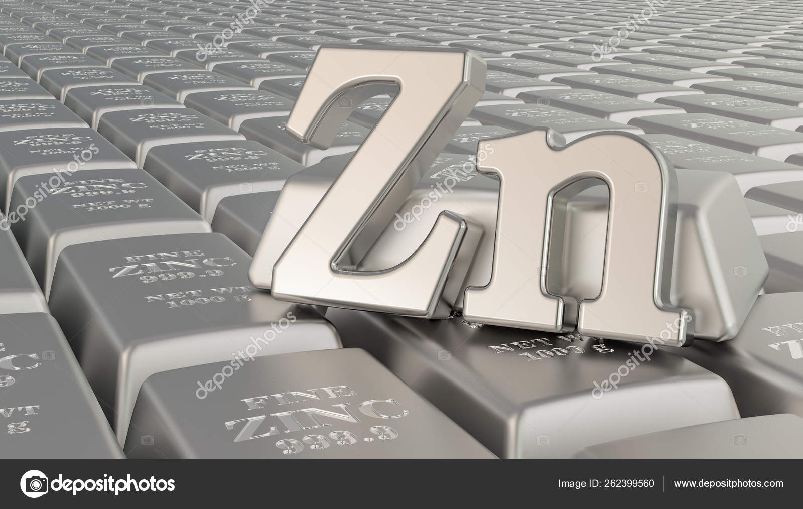 Zinc ingots background with Zn symbol. 3D rendering — Stock Photo ...