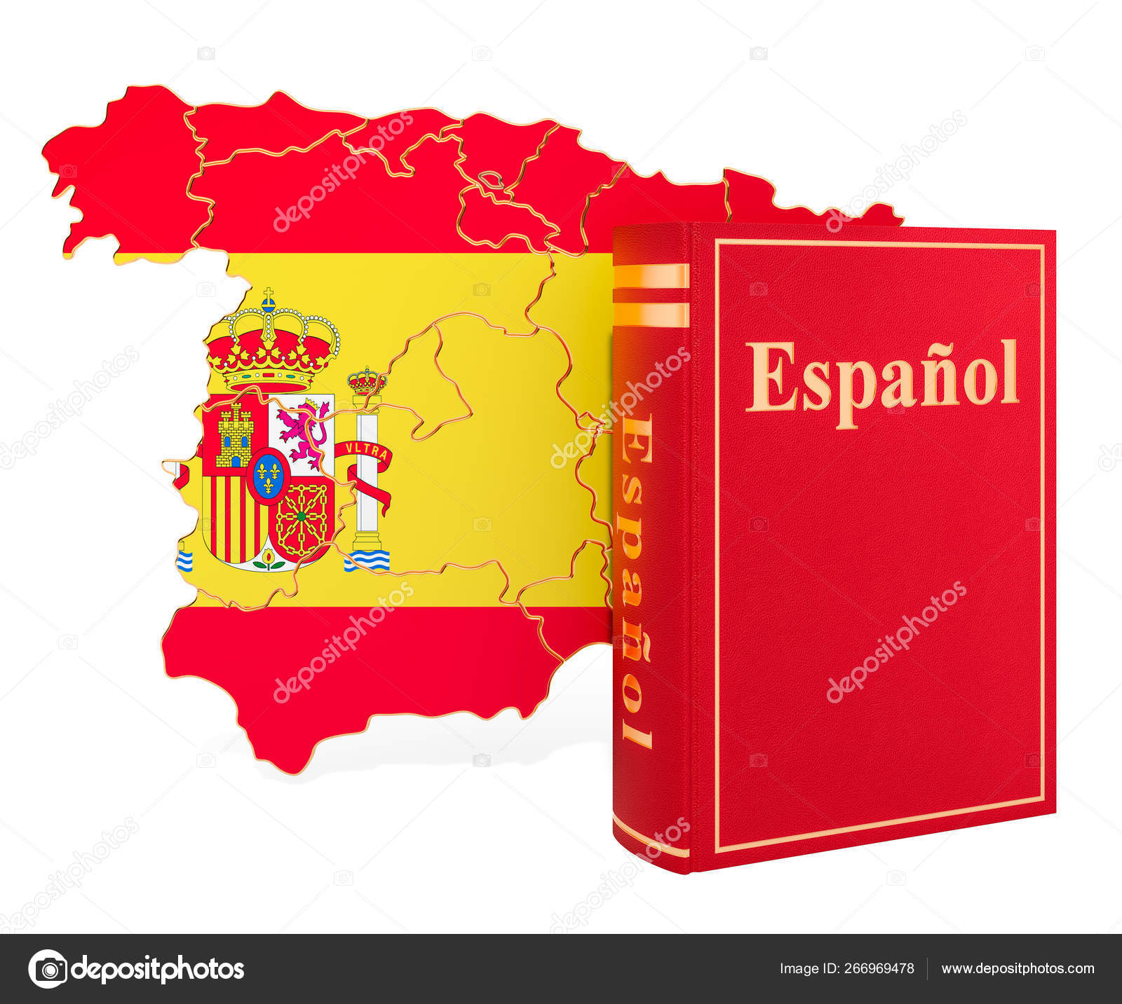 Spanish language book with map of Spain, 3D rendering — Stock Photo ...