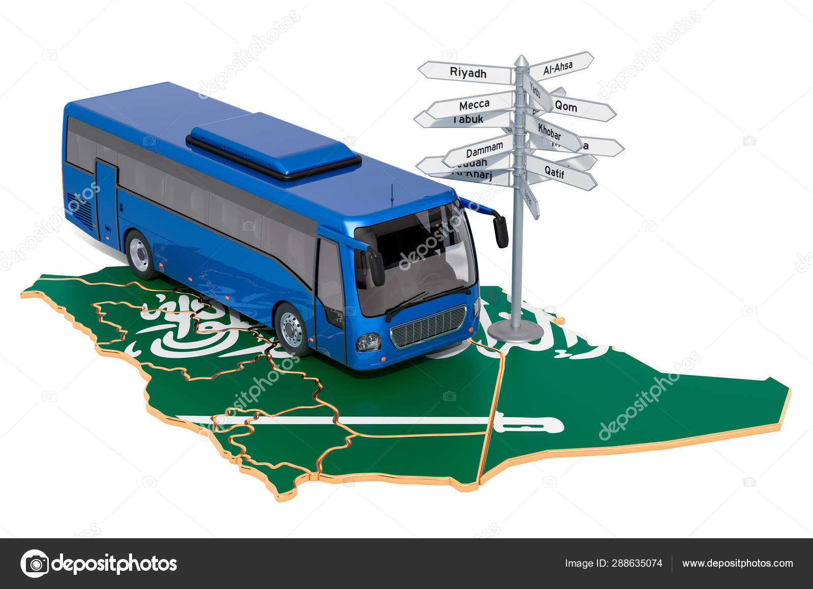 Saudi Arabia Bus Tours concept. 3D rendering — Stock Photo © alexlmx ...