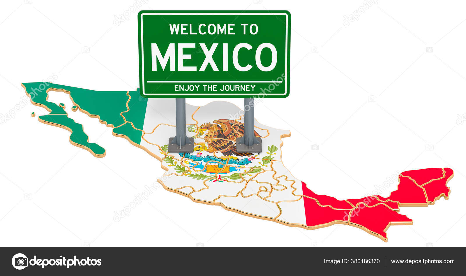 Billboard Welcome Mexico Mexican Map Rendering Isolated White ...