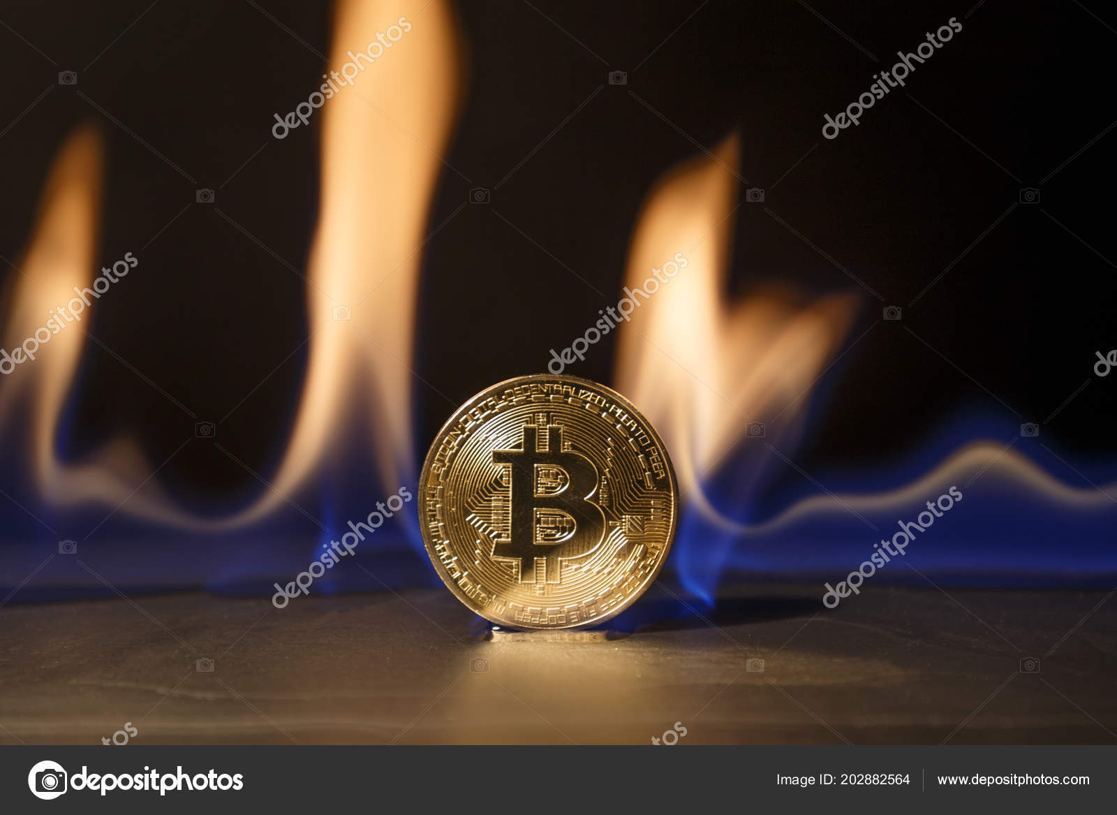 Bitcoin Fire Concept Fall Currency Market Symbol Risk Investing Ico ...