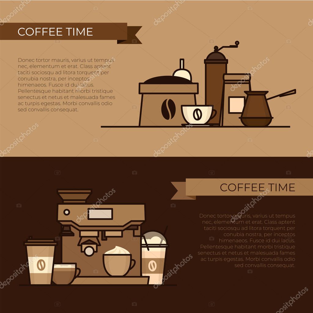 Objetos de café y equipo. Métodos de elaboración de taza y café ...