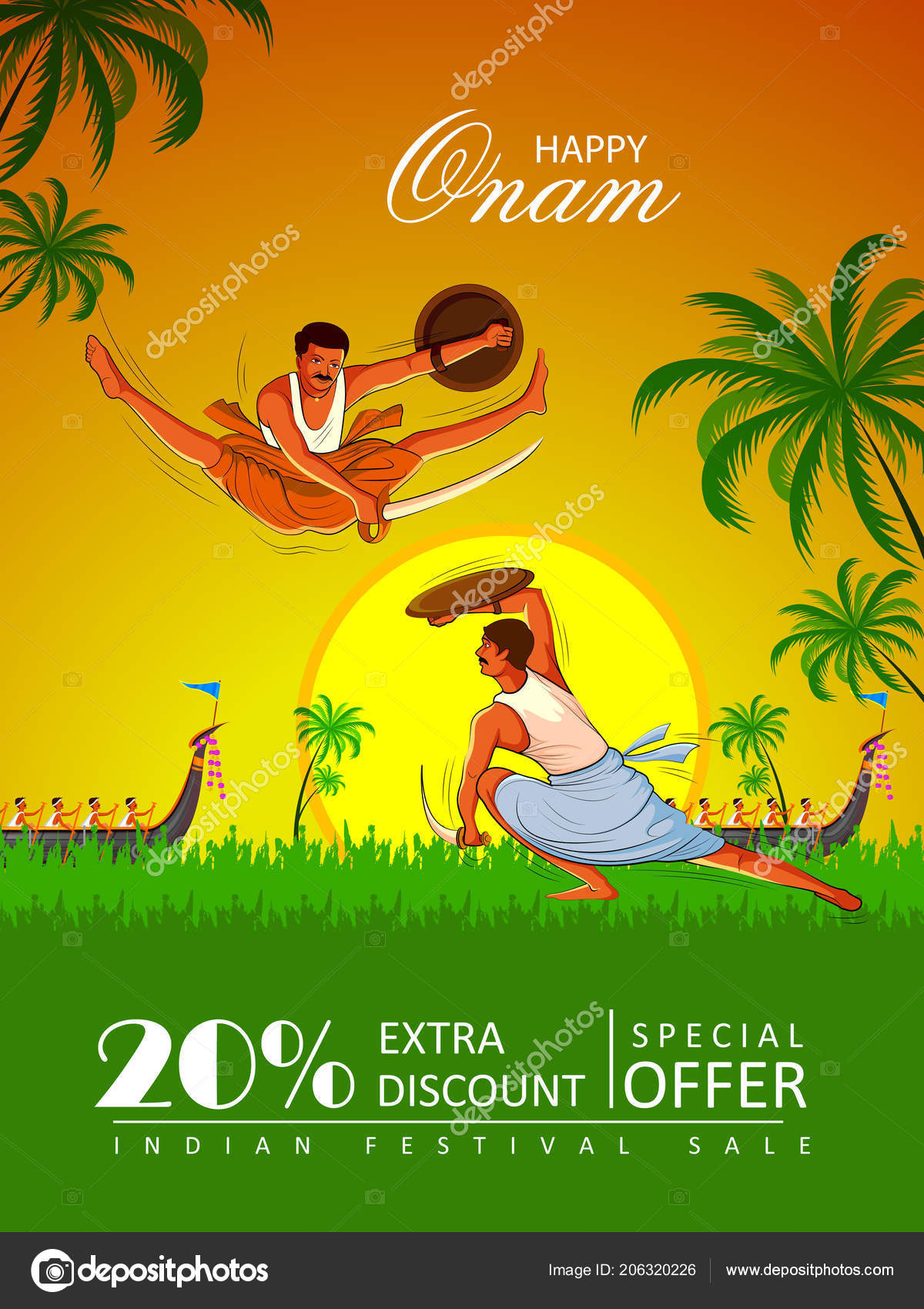 Happy Onam Big Shopping Sale Advertisement background for Festival of South India Kerala Stock ...