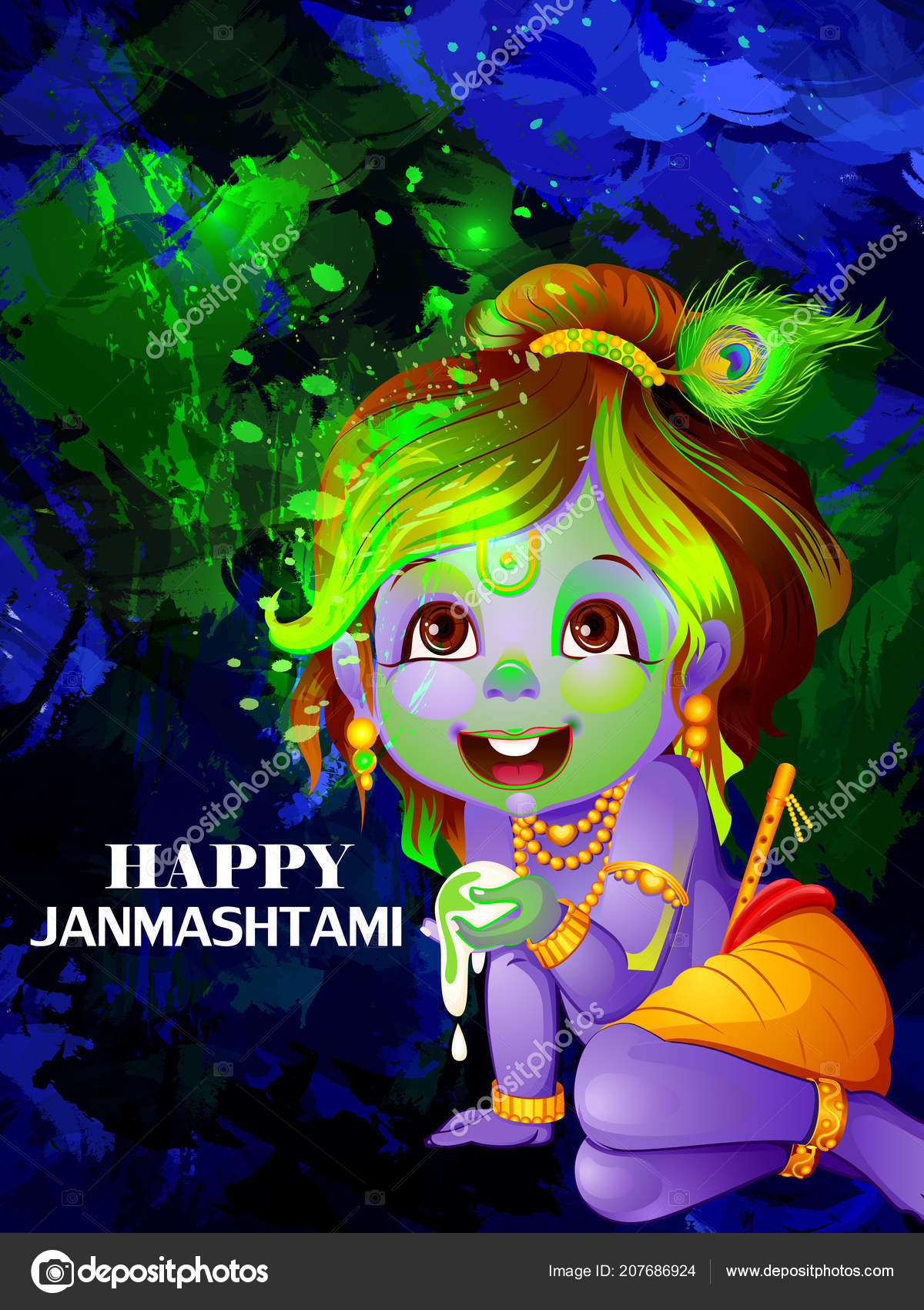 Lord Krishna stealing makhaan in Happy Janmashtami Stock Vector Image ...