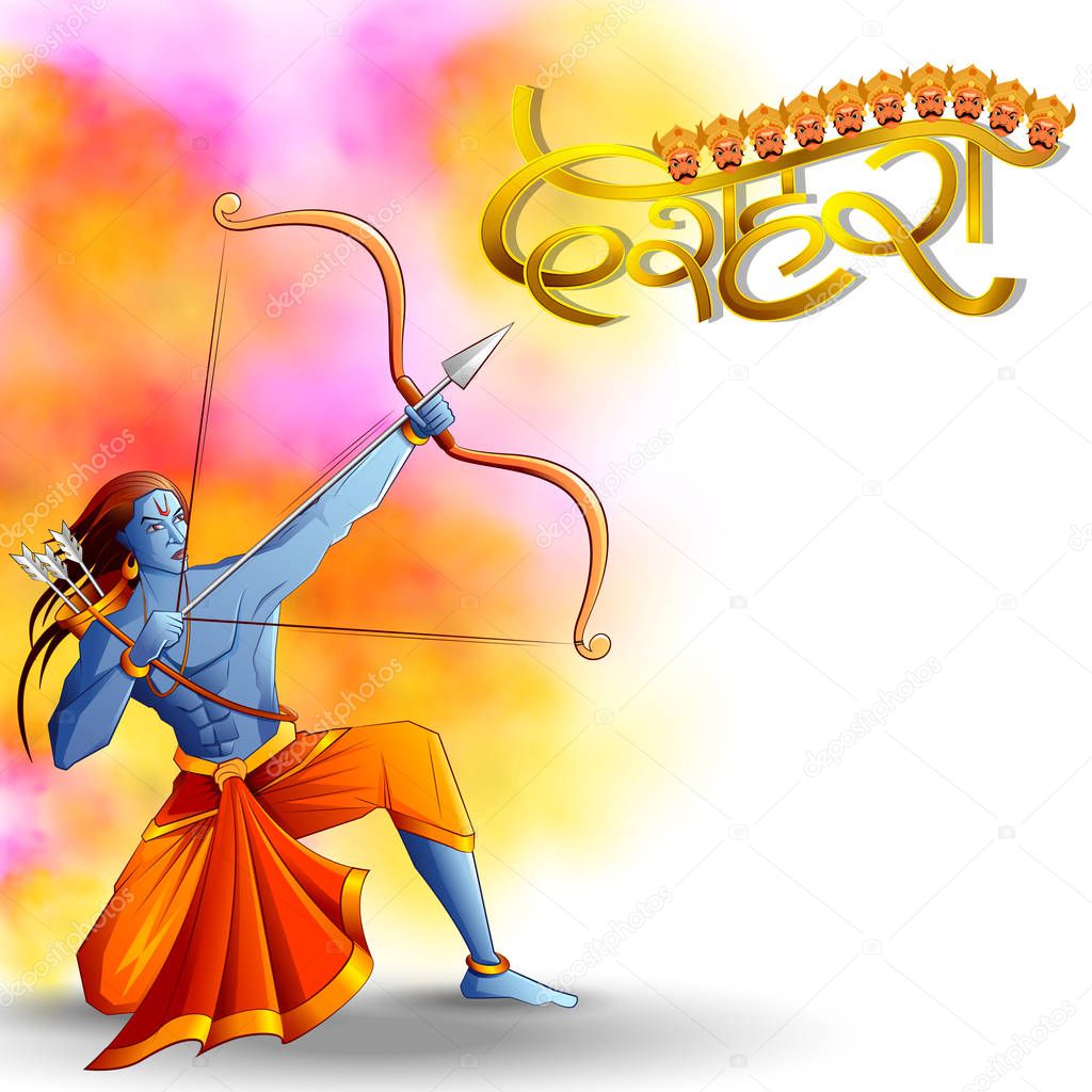 Lord Rama matando a Ravana en el festival Happy Dussehra de la India 2023